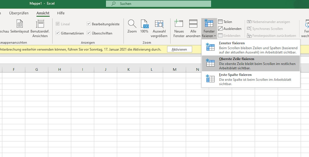 In Excel eine Zeile fixieren – Anleitung und Angebote - COMPUTER BILD