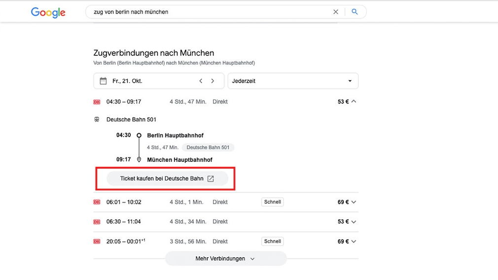 Nachhaltig reisen: Google-Suche erleichtert Bahnticket-Buchung - COMPUTER BILD