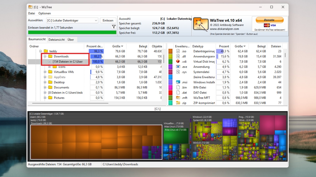 WizTree vs. WinDirStat: Große Dateien aufspüren mit rasantem Tool ...