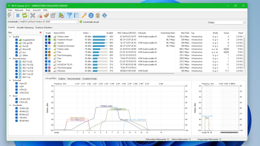 Wi-Fi Scanner: Gratis-Tool, um WLANs professionell zu analysieren ...