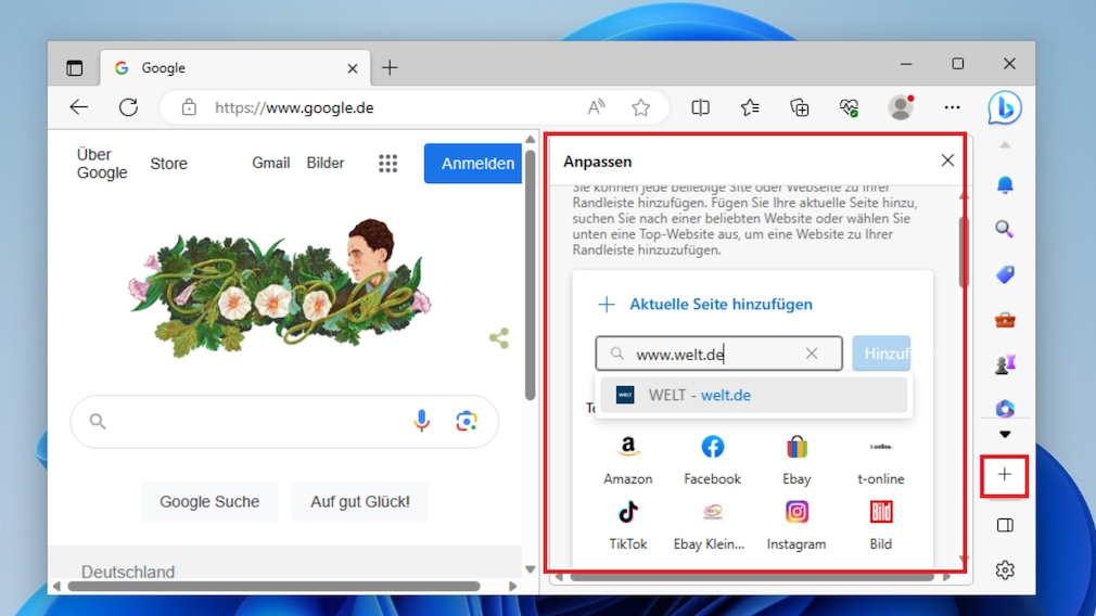 Microsoft Edge: Randleiste anpassen - COMPUTER BILD