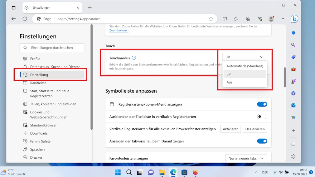 Microsoft Edge: Touchscreen-Modus aktivieren - COMPUTER BILD