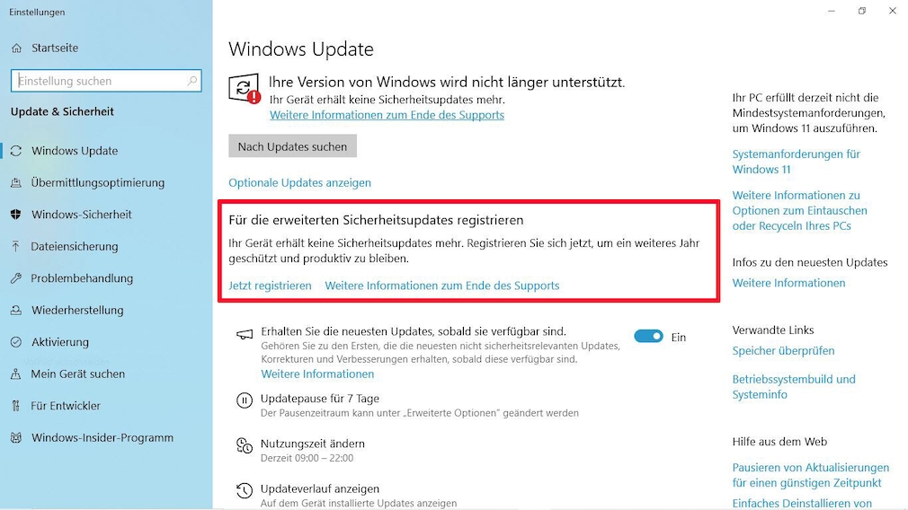 Windows 10: Updates verlängern trotz Support-Ende - COMPUTER BILD