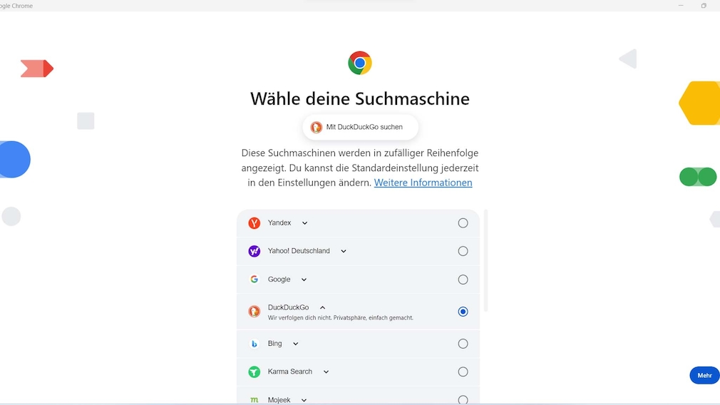 Google Chrome fragt künftig nach der Standard-Suchmaschine - COMPUTER BILD