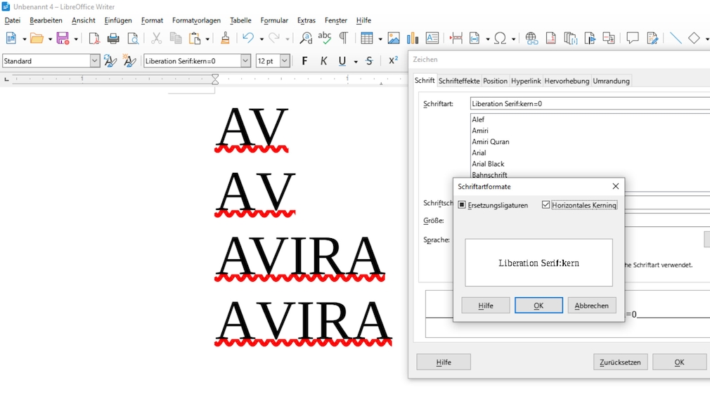 LibreOffice: Kerning – "Buchstaben zu weit auseinander" beheben ...