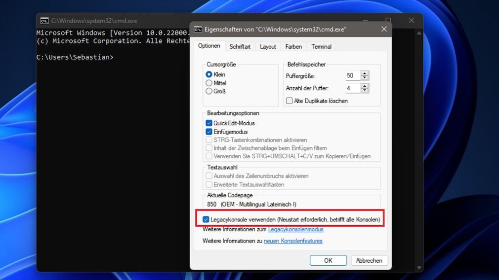 Windows: CMD-Legacy-Konsolen-Modus aktivieren - COMPUTER BILD
