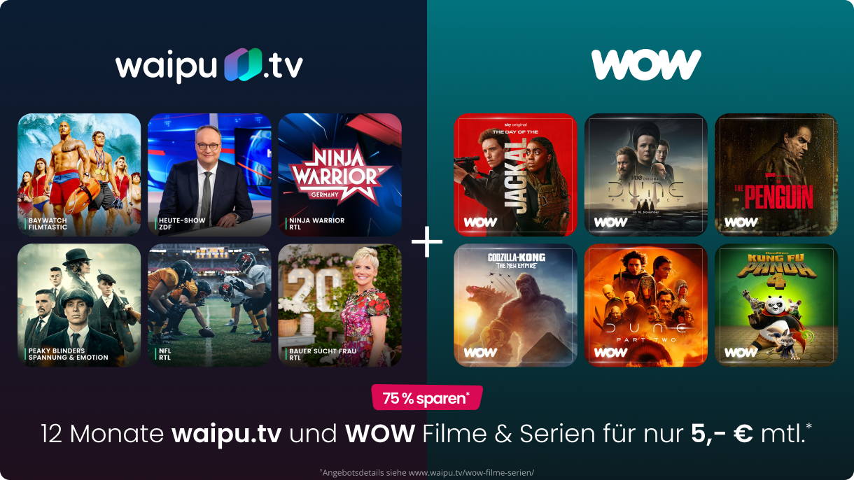 Waipu.tv-Angebot inklusive WOW Filme & Serien für 5 Euro - COMPUTER BILD