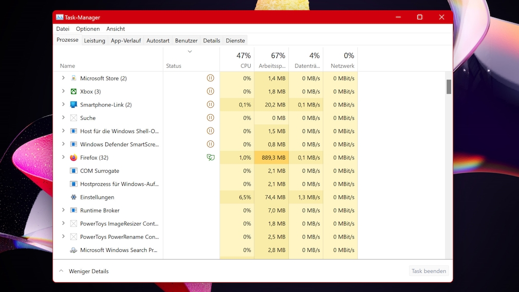 Task-Manager-Parameter: Altes Design wiederherstellen und mehr ...