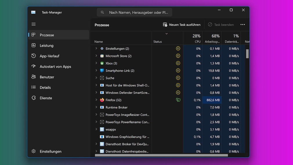 Task-Manager-Parameter: Altes Design wiederherstellen und mehr ...