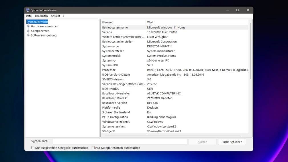 msinfo32: Hardware-Analyse-Bordmittel durchleuchtet Windows - COMPUTER BILD