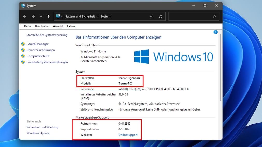 Windows-Systemeigenschaften: Aufrufen und OEM-Infos bearbeiten ...