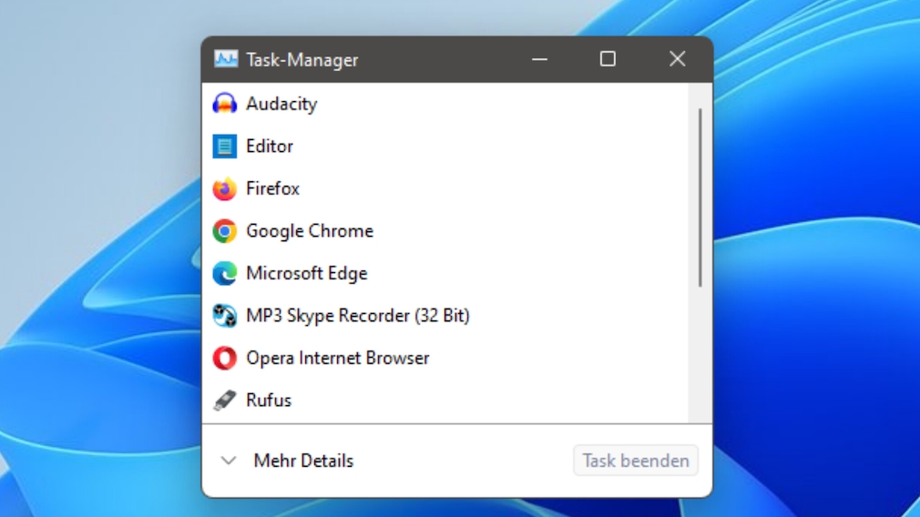 Mini-Task-Manager: Windows-Task-Manager im Kompaktmodus nutzen ...
