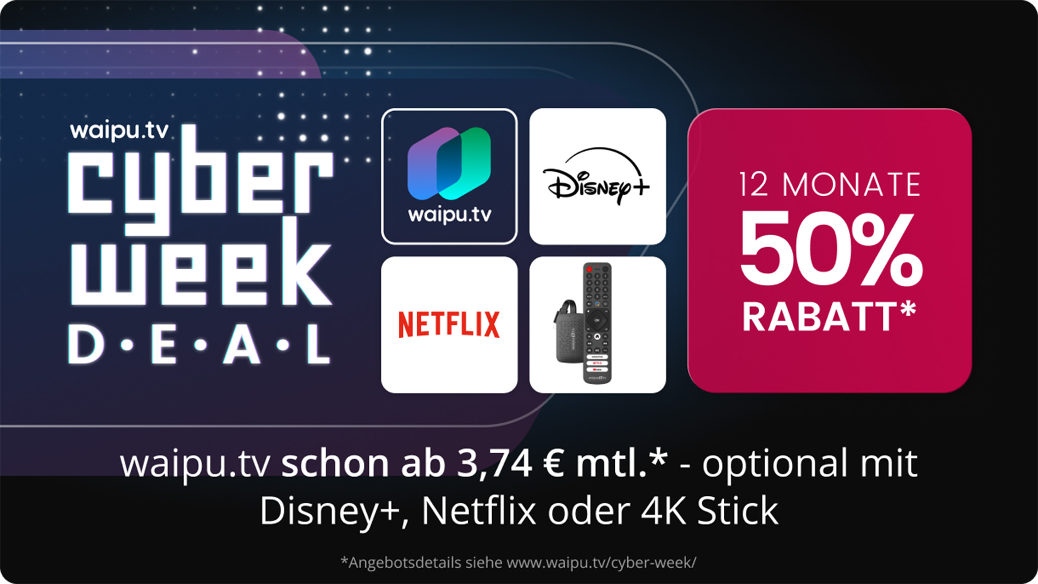 Cyber Monday bei Waipu.tv: Netflix-Bundle mit 50 Prozent Rabatt ...