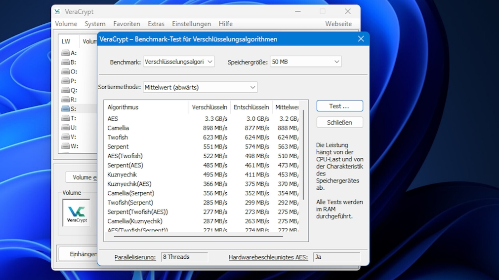 VeraCrypt-Benchmark: Tool misst Ver-/Entschlüsselungs-Leistung ...