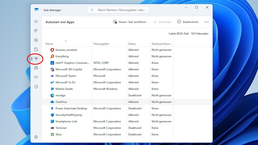 Windows-Autostart-Viewer: Tacho-Symbol im Task-Manager mit großer Wirkung