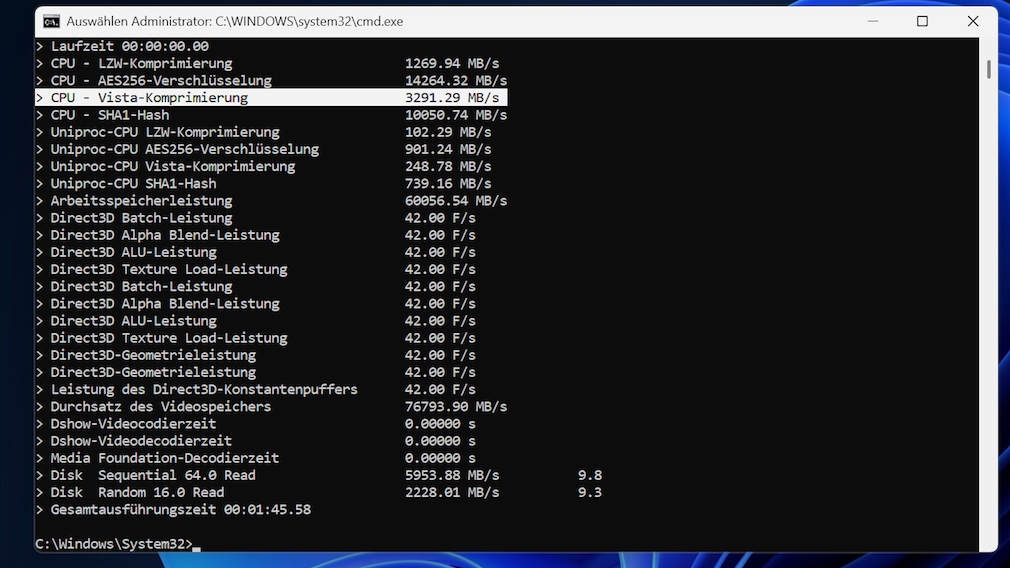 Windows 11: WinSAT mit Windows-Vista-Komprimierung - COMPUTER BILD