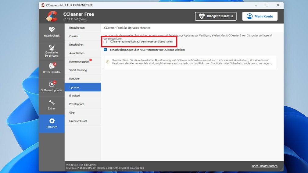 CCleaner 6: Updates deaktivieren – und CCleaner 7 vermeiden - COMPUTER BILD