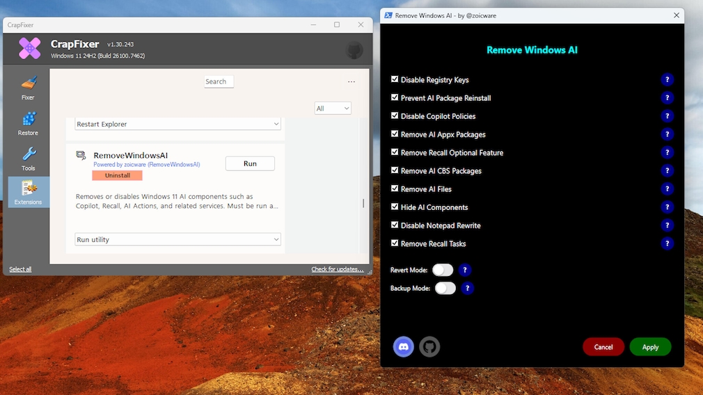 Crapfixer-Extensions: CCleaner-Klon-Tool entfernt KI aus Windows ...
