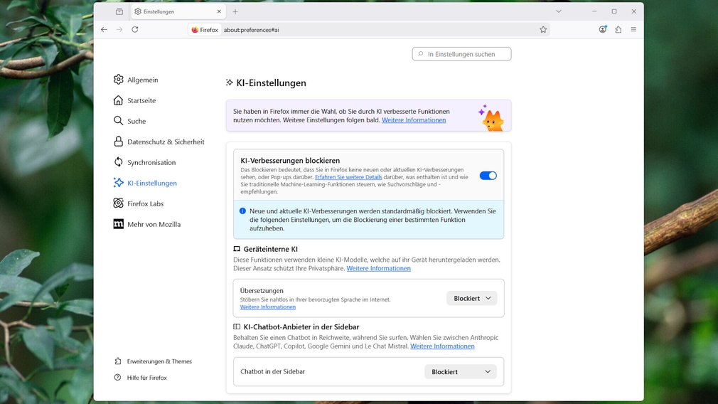 Firefox: KI-Kill-Switch deaktiviert alle KI-Funktionen im Browser ...