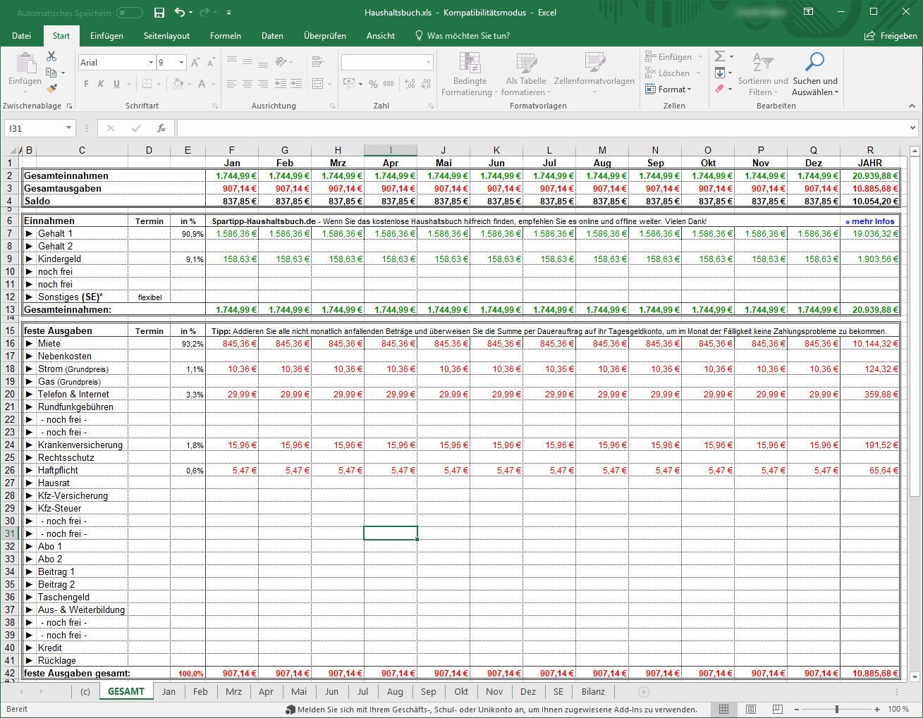 Spartipp-Haushaltsbuch - Download - COMPUTER BILD