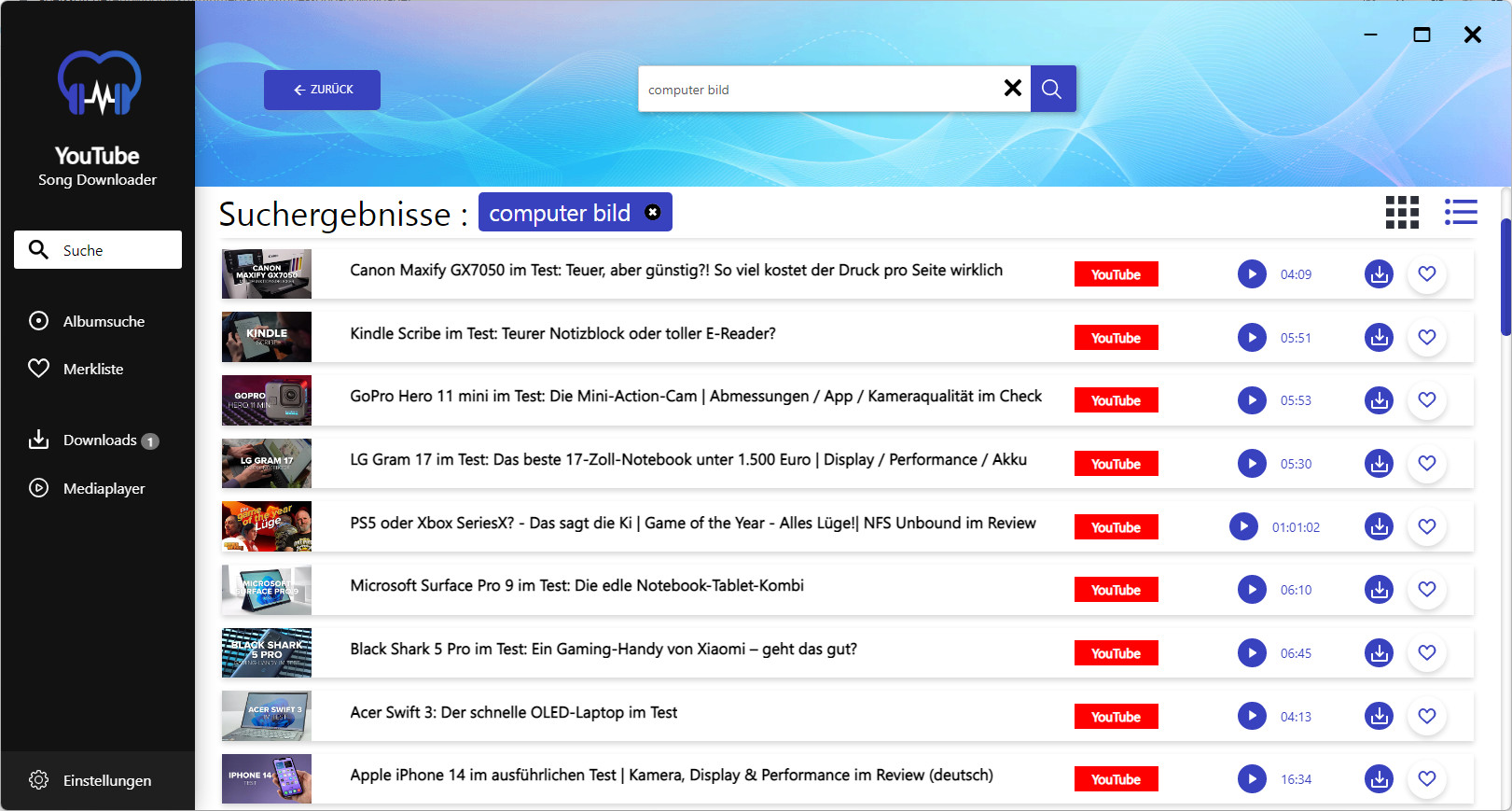 YouTube Song Downloader - Download - COMPUTER BILD