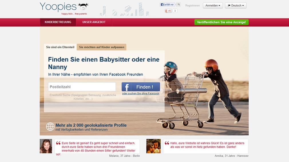 Yoopies: Soziales Netzwerk für Babysitter und Eltern - COMPUTER BILD