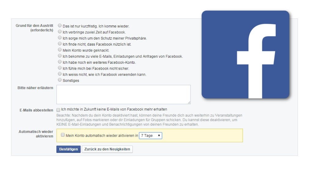 Facebook-Profil deaktivieren - COMPUTER BILD
