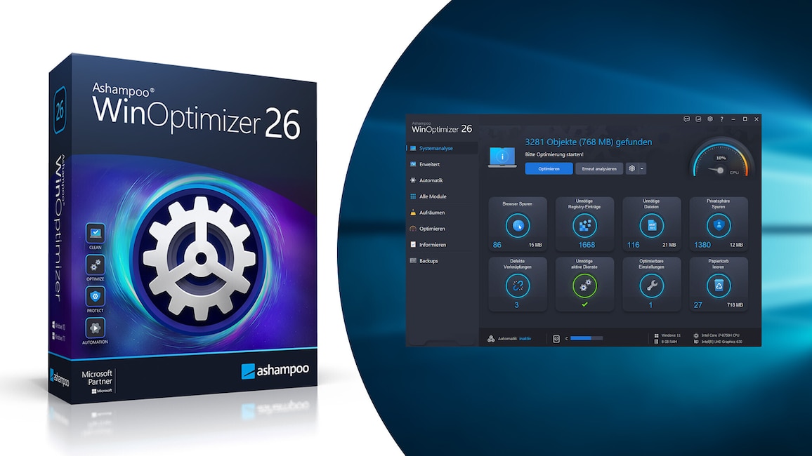 Gratis laden: Ashampoo WinOptimizer 27 als Vollversion - COMPUTER BILD